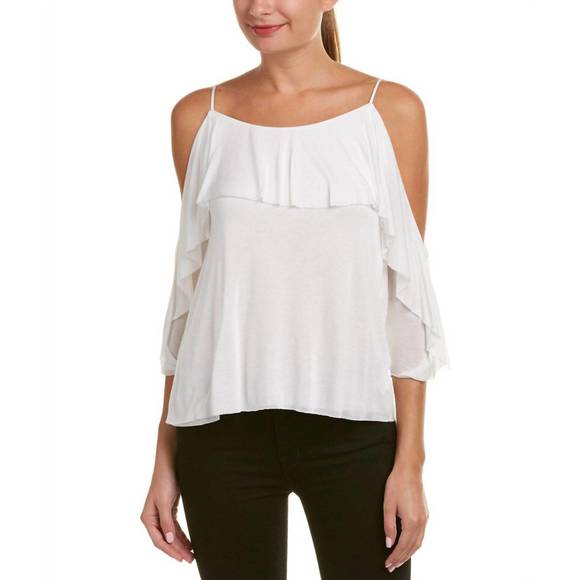 Bailey 44 | Tops | New Bailey 44 Women Cold Shoulder Spaghetti Strap Layered Top In White | Poshmark